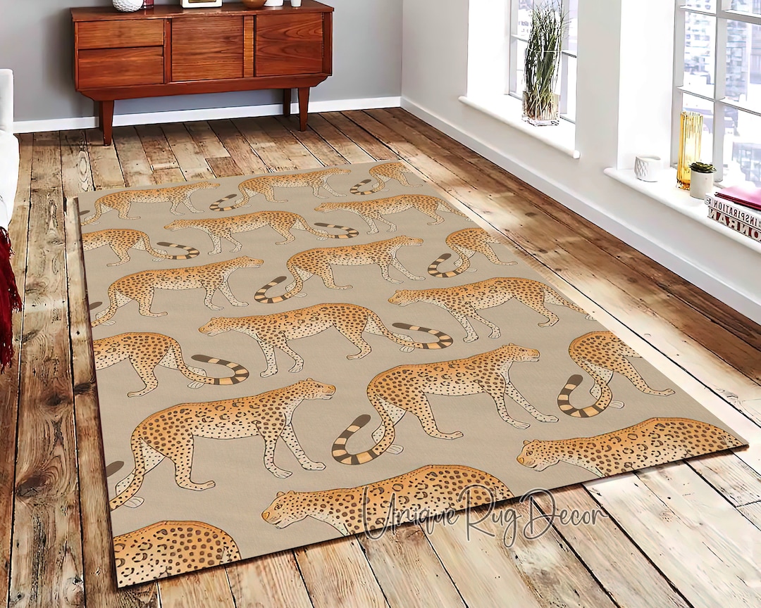 Tiger Pattern Rug, Safari Animals Carpet, Luxury Living Room Mat, Cute ...