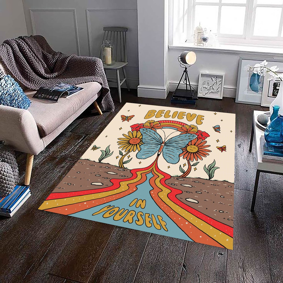 Hippie Cool Rug, Sun and Moon, Hippie Style Room Rug, Hippie Girl Gift ...