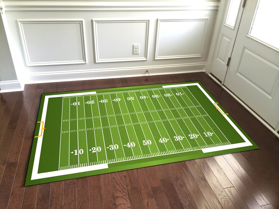American Football Field Printed Area Rug With Custom Team Logo & Name ...