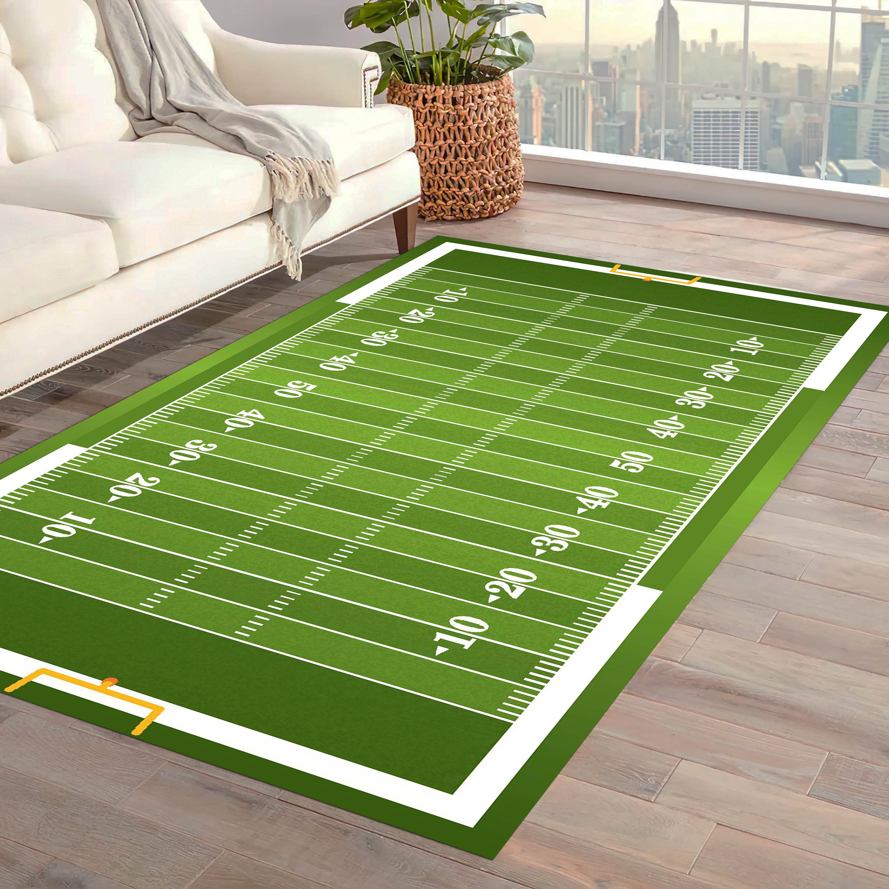 American Football Field Printed Area Rug With Custom Team Logo - Etsy