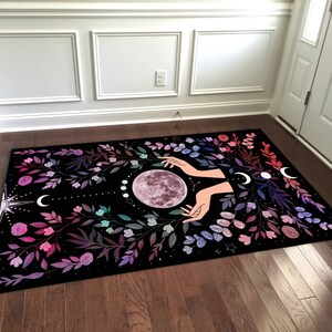Moonlit Garden Area Rug Moon Carpet Lunar Eclipse Astrology Starry ...