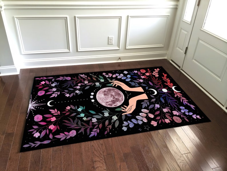 Moonlit Garden Area Rug Moon Carpet Lunar Eclipse Astrology - Etsy