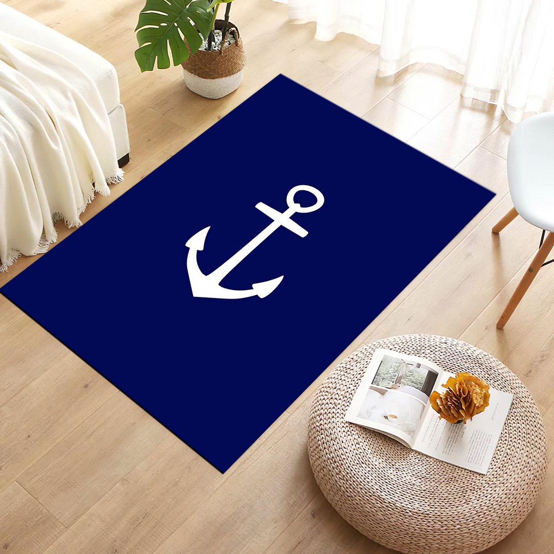 Anchor Pattern,rudder Rug,anchor Rug,navy Blue Rug,minimalist Rug ...