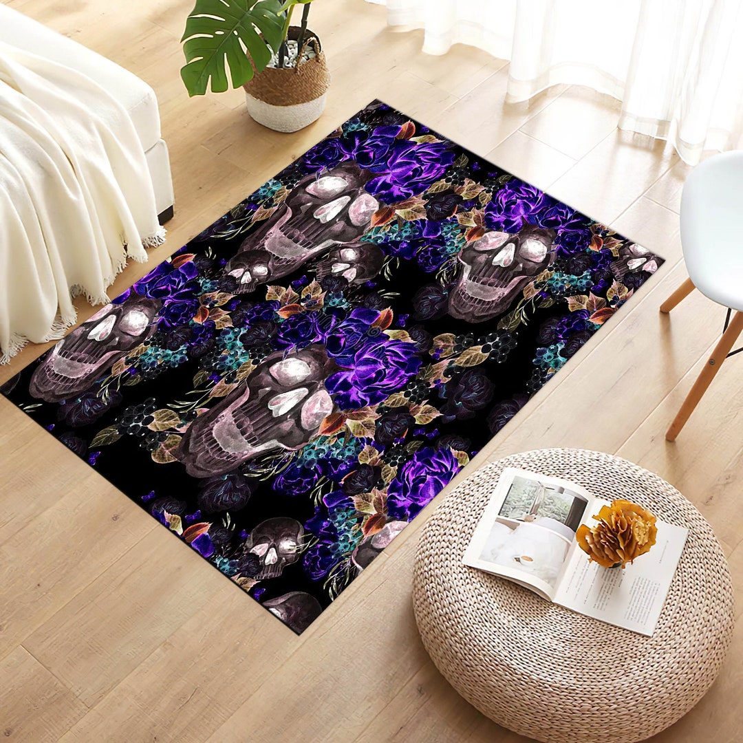 Girl With Skull Scary Rug, Gothic Style Rug, Scary Rug, Non-slip Area ...
