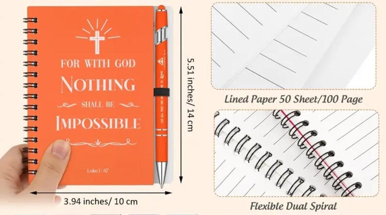Inspirational Scripture Notepad & Pen Sets, Christian Spiral Bible ...