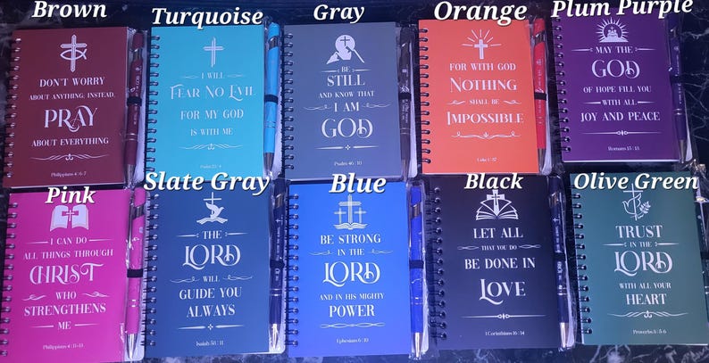Inspirational Scripture Notepad & Pen Sets, Christian Spiral Bible ...