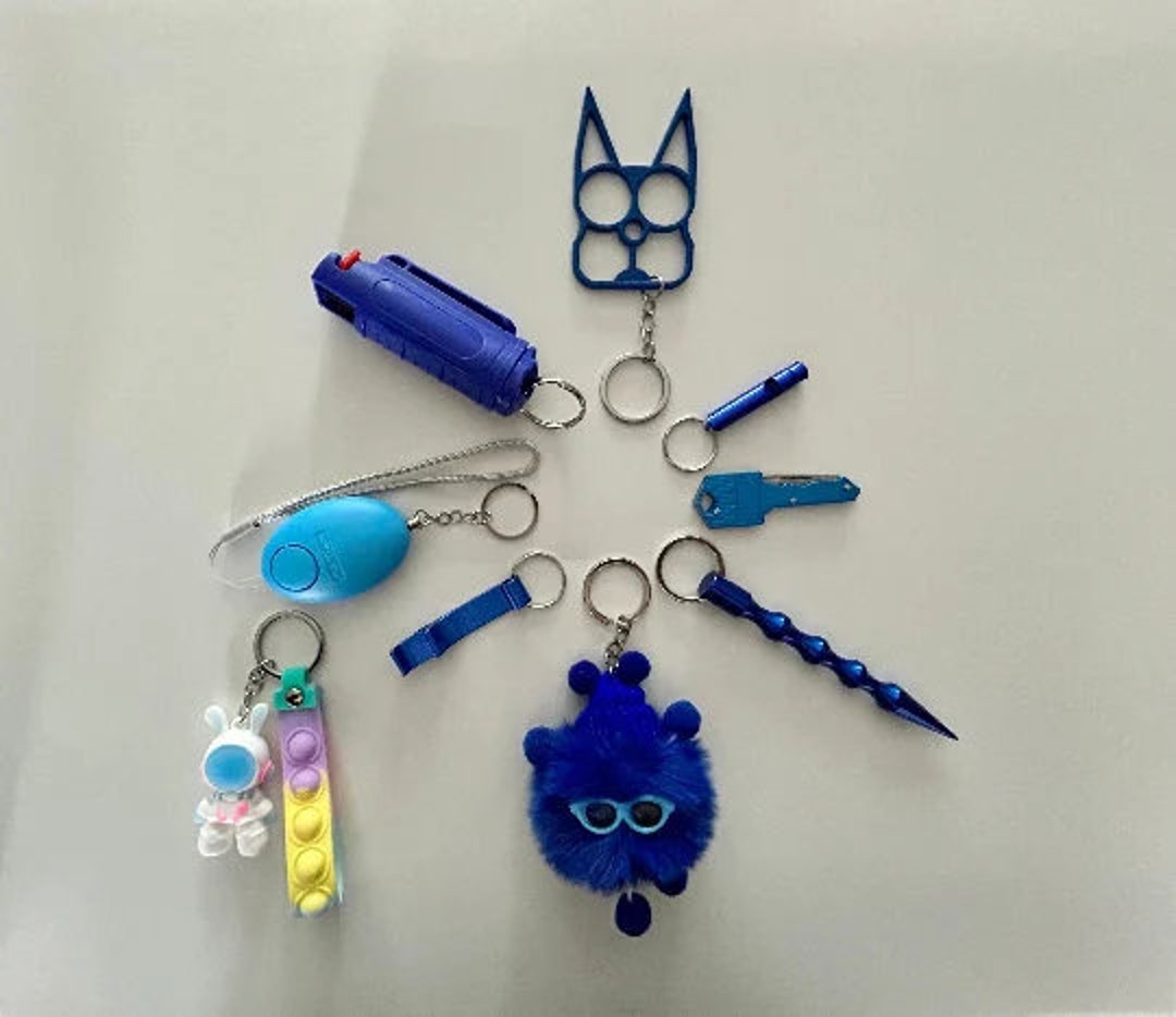 Security Woman Keychain Set Barbie Alarm Pompom Flashlight - Etsy