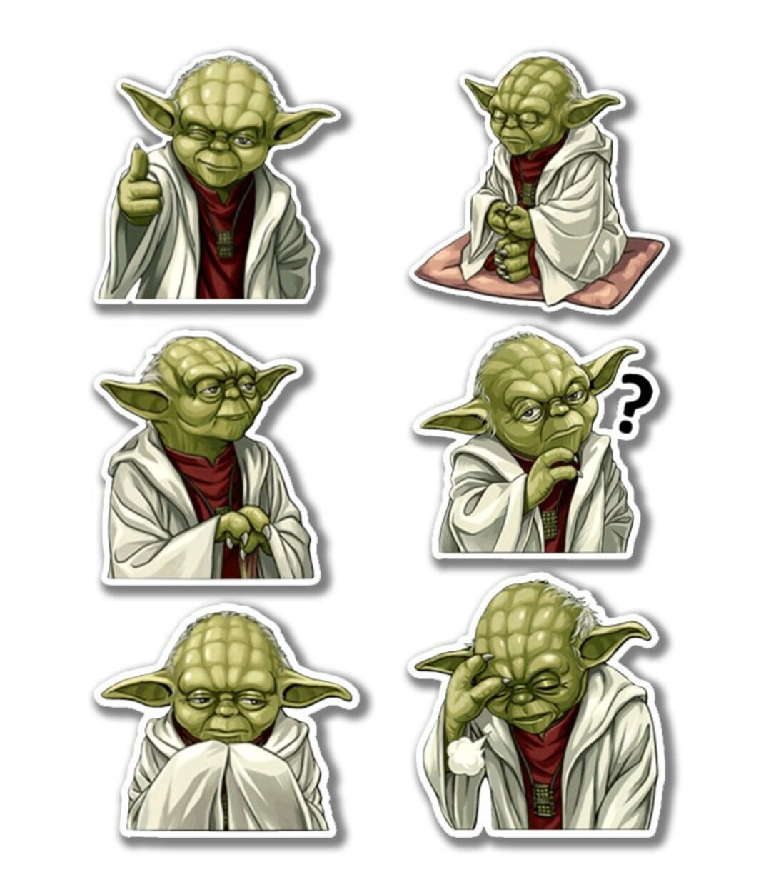 6 Starwars Yoda Cartoon Character Vinyl Sticker, Laptop Decals, Party ...