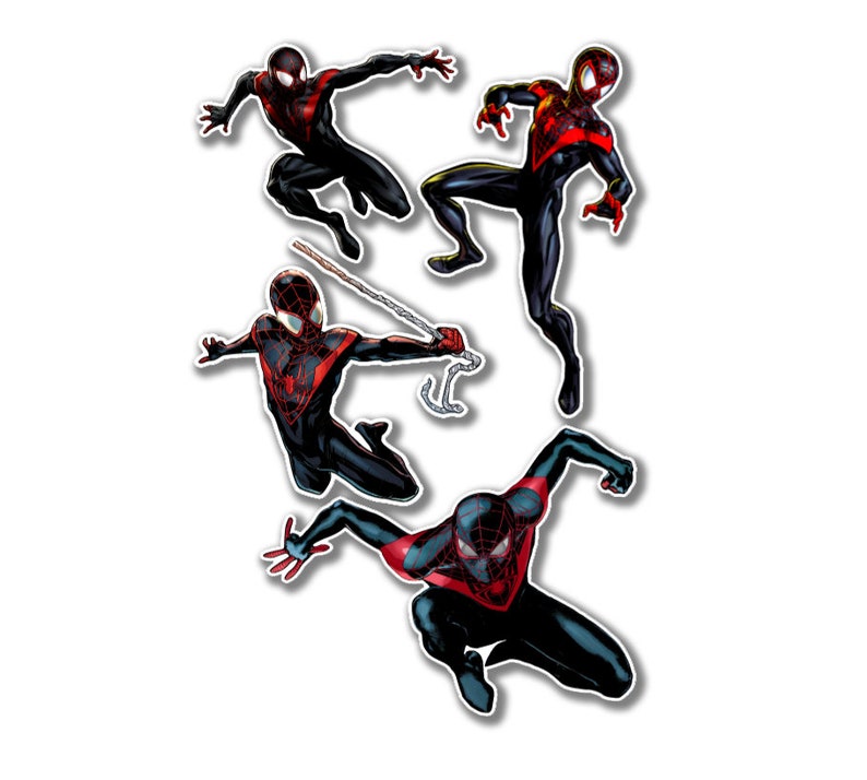 4 Marvel's Miles Morales Cartoon Character Vinyl Sticker, Laptop Decals ...