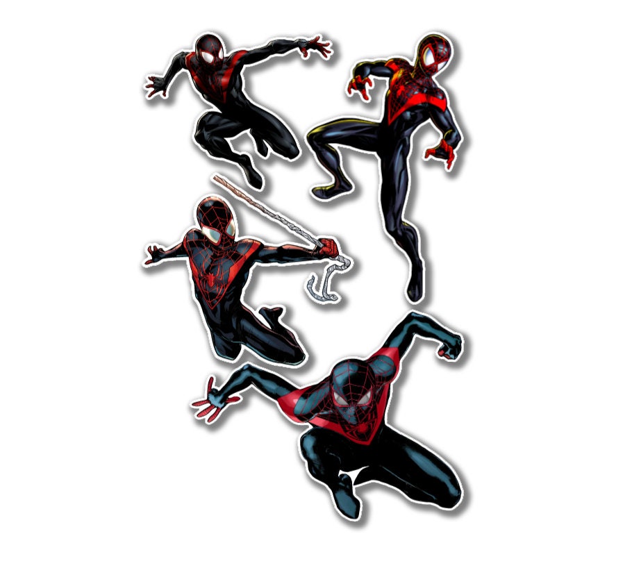4 Marvel's Miles Morales Cartoon Character Vinyl Sticker, Laptop Decals ...