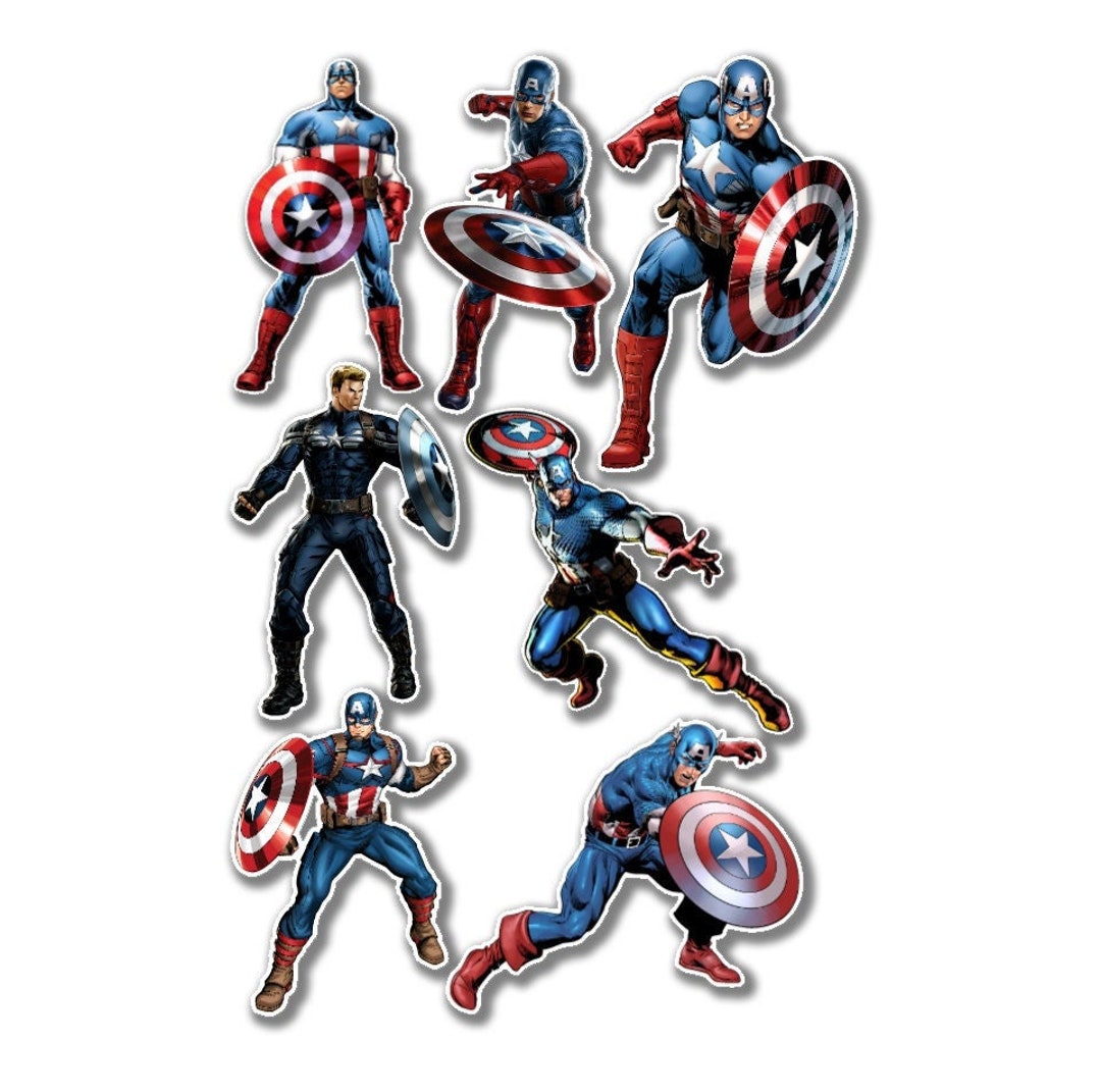 7 Marvel's Captain America Cartoon Character Vinyl Sticker - Etsy UK