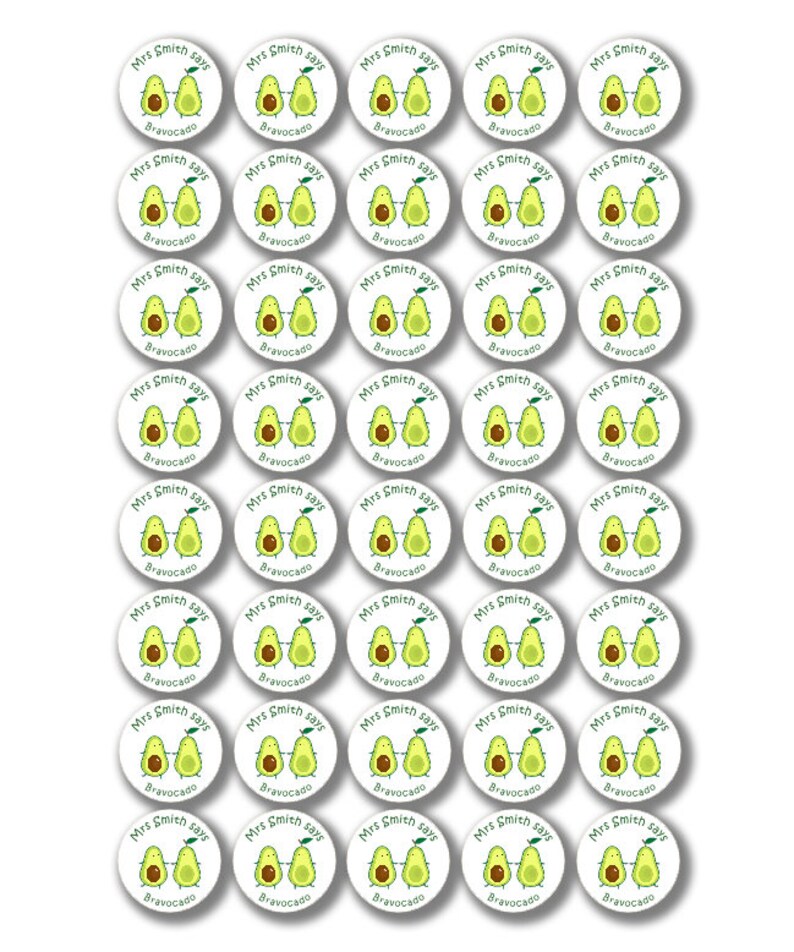 40 Personalised 'bravocado' Kawaii Teacher Stickers, Teacher Stationery ...
