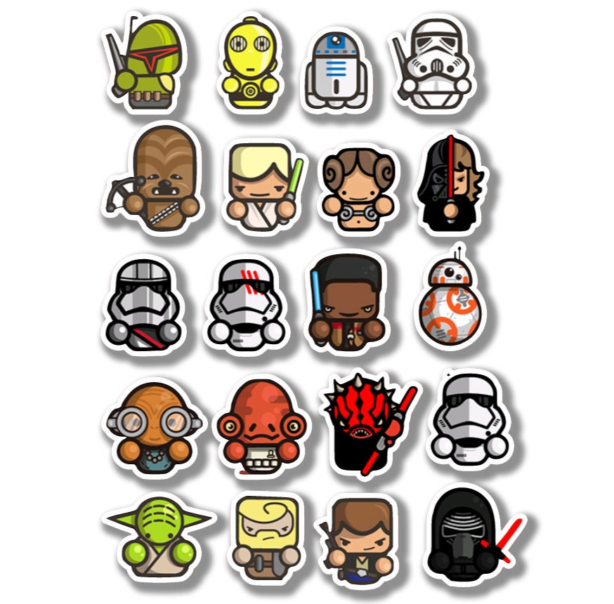 20 Assorted Star Wars Cartoon Character Vinyl Sticker Laptop - Etsy