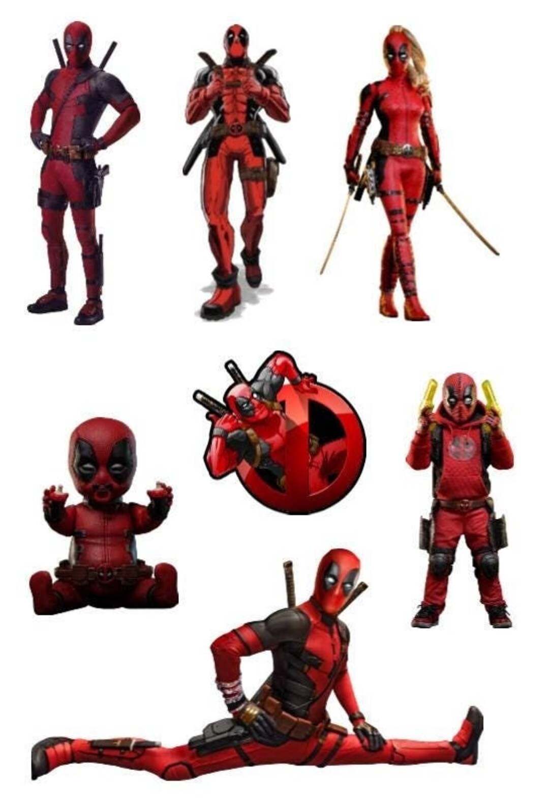7 Deadpool Cartoon Character Vinyl Sticker - Etsy