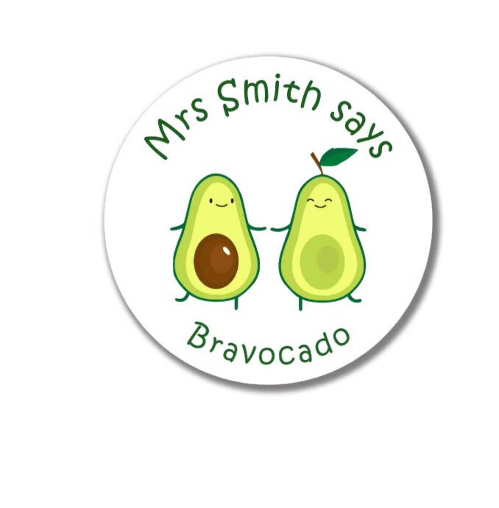40 Personalised 'bravocado' Kawaii Teacher Stickers, Teacher Stationery ...