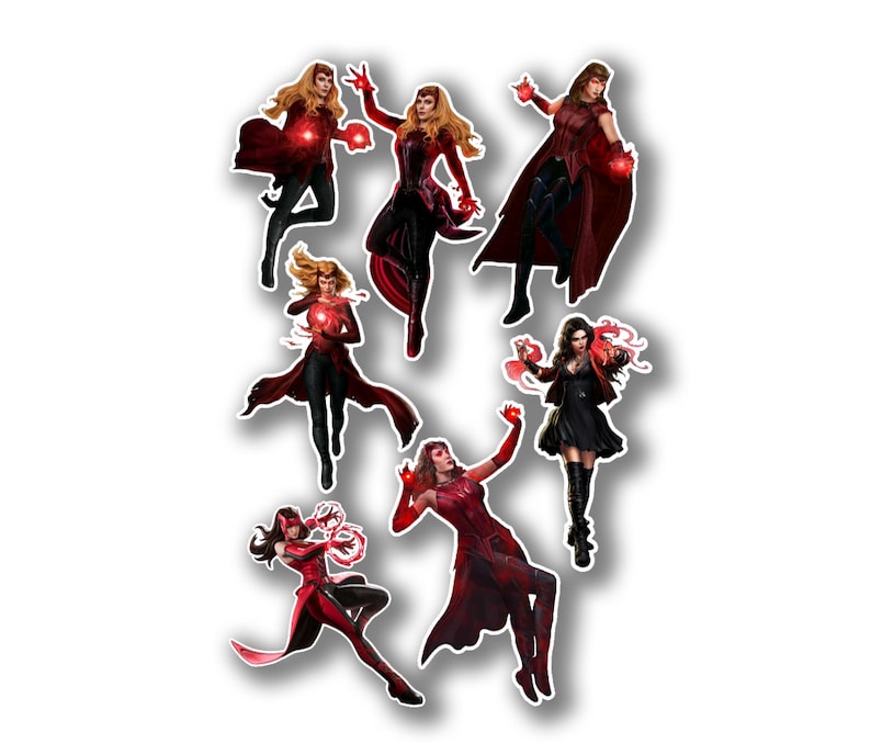 7 Marvel's Wanda Maximoff/scarlet Witch Cartoon Character Vinyl Sticker ...