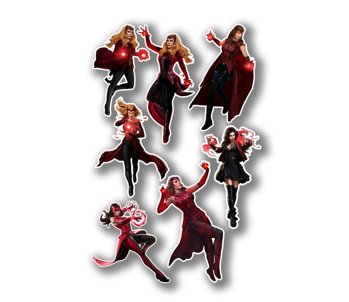 7 Marvel's Wanda Maximoff/scarlet Witch Cartoon Character Vinyl Sticker ...