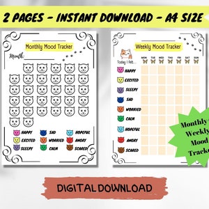 Mood Tracker Printable for Kids, Monthly Mood Tracker, Mood Tracker ...