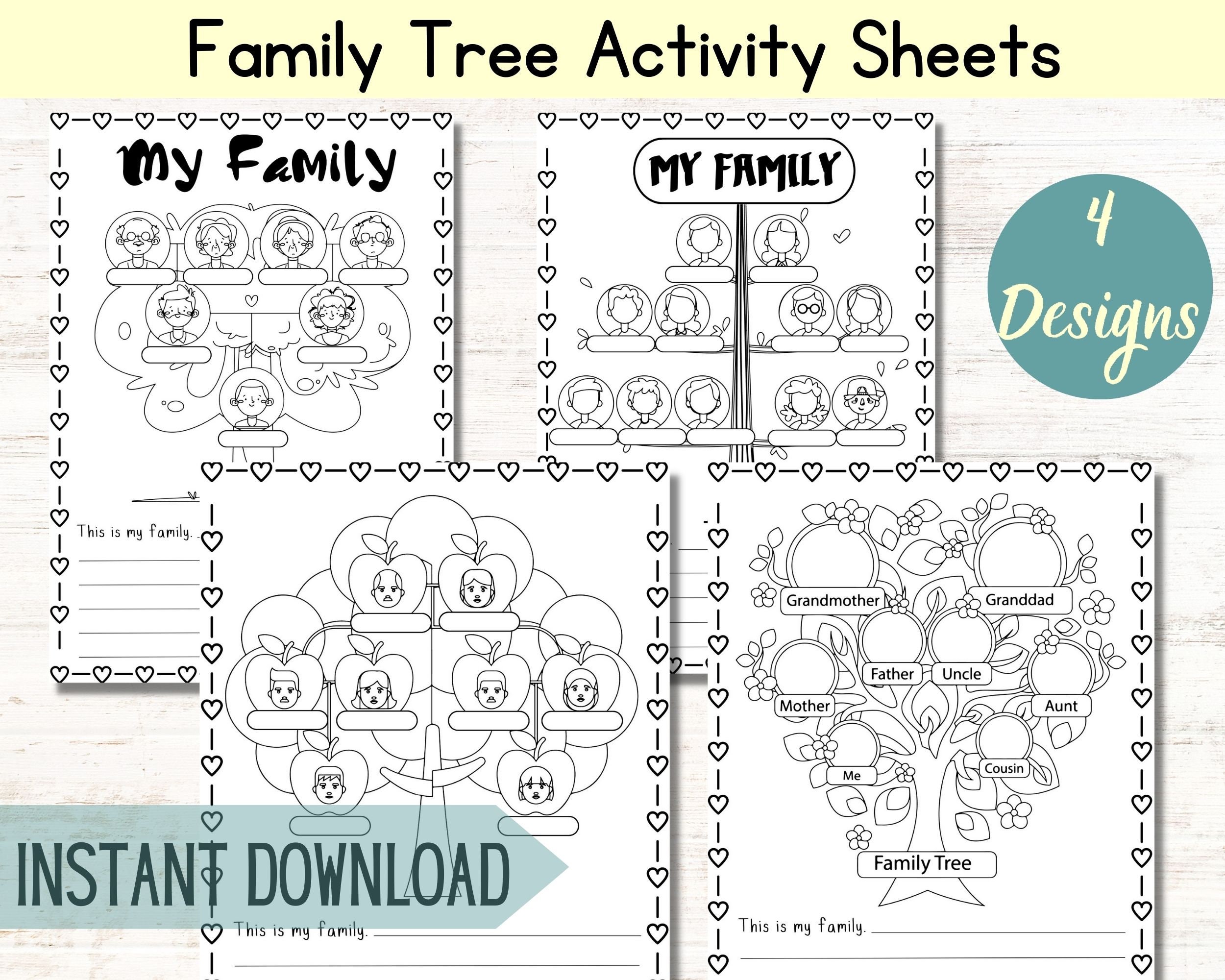 Family Tree Printable Template, Fillable Family Tree Chart, Family Tree ...