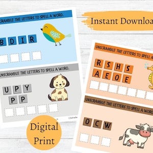 Word Cards Printable Game for Preschool, Alphabet Picture Cards for ...
