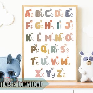 Alphabet Poster Printable Kids Room Decor, Alphabet Flashcards A-Z ...