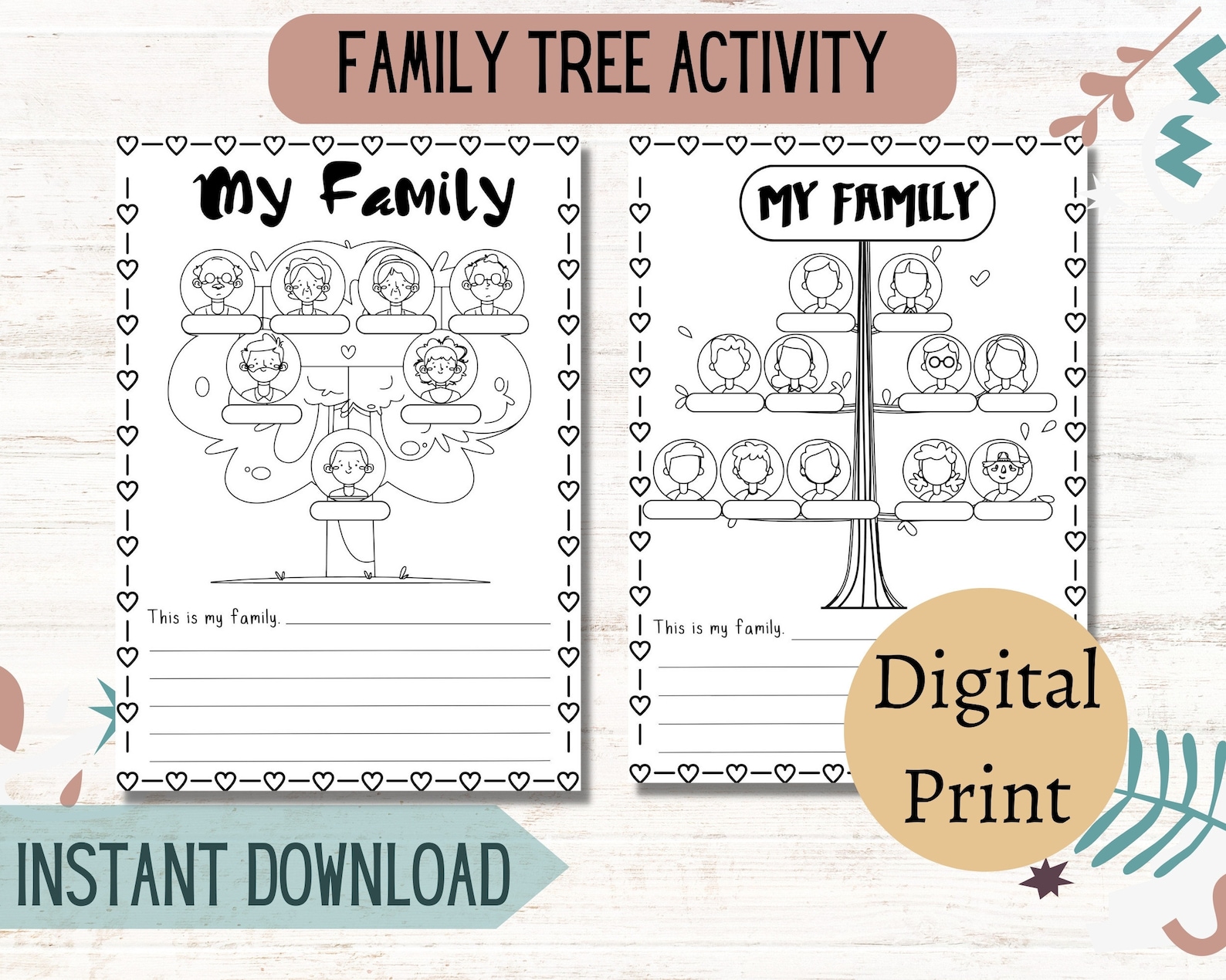 Family Tree Printable Template, Fillable Family Tree Chart, Family Tree ...