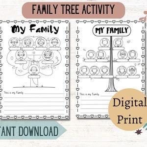 Family Tree Printable Template, Fillable Family Tree Chart, Family Tree ...
