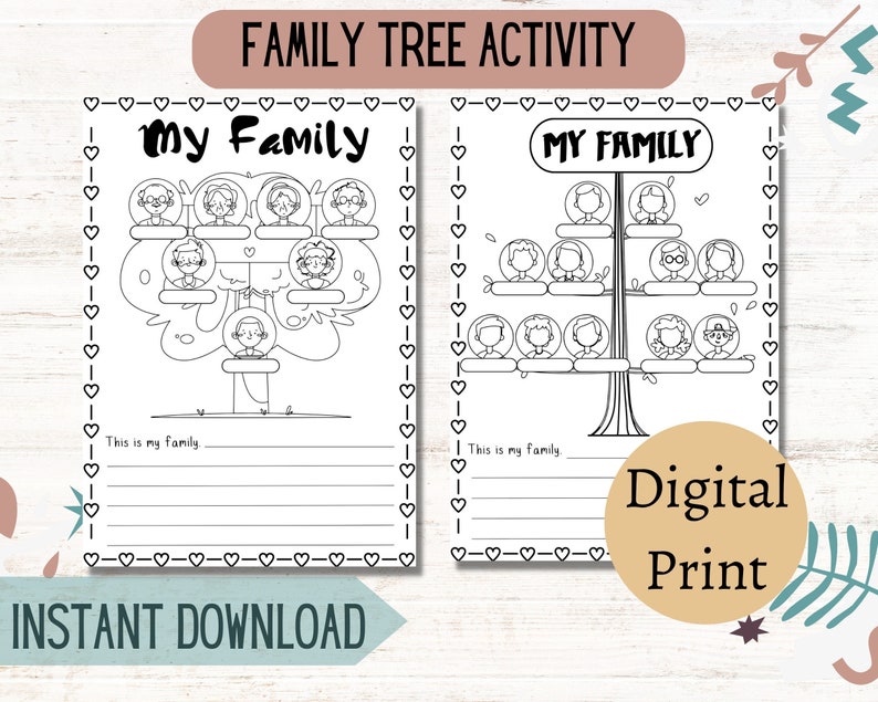 Family Tree Printable Template, Fillable Family Tree Chart, Family Tree ...
