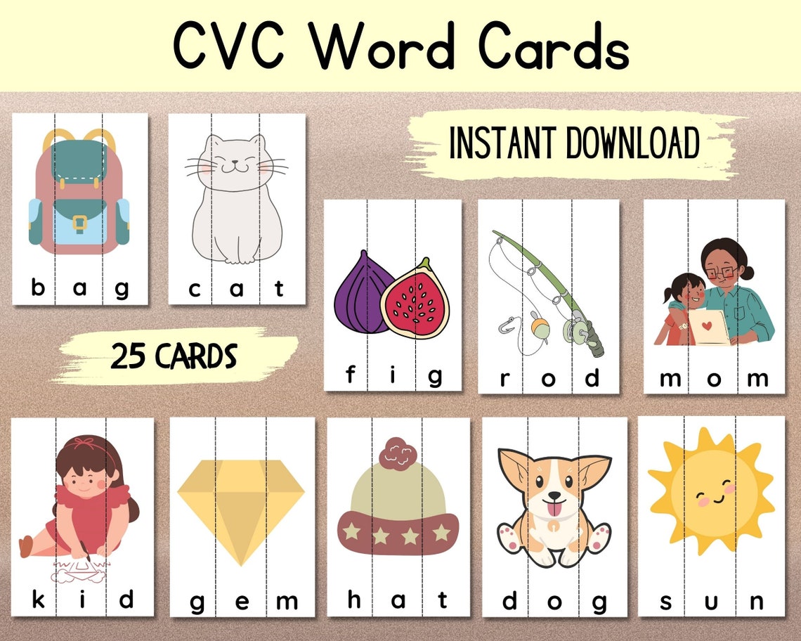 CVC Words Cards Printable, Phonics CVC Words Families, CVC Words ...