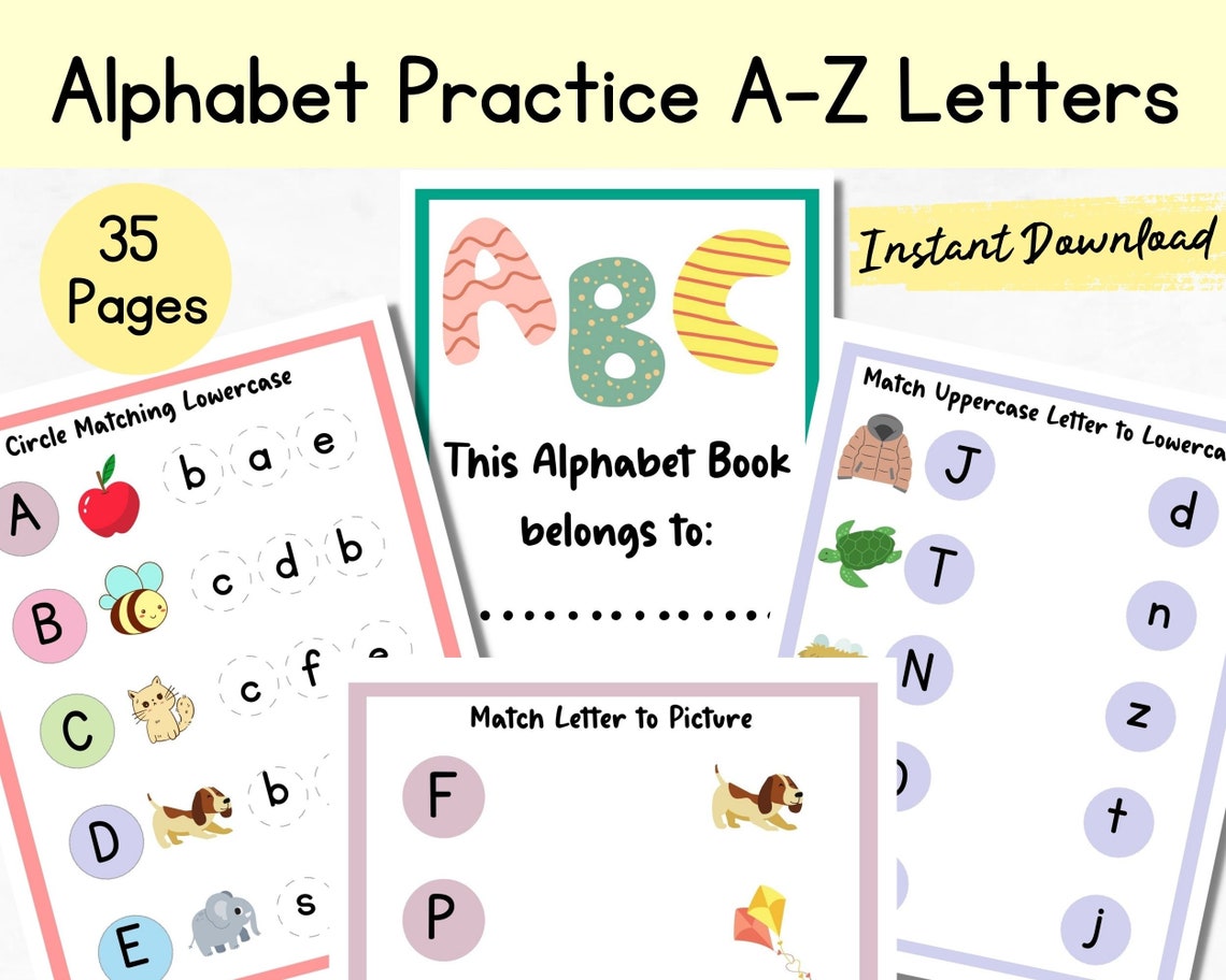 Alphabet Letters Printable Activity Bundle, Letter Practice Worksheets ...