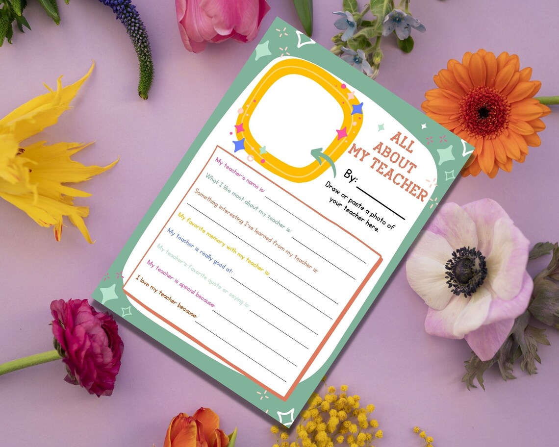 Teacher Appreciation Week Printable, All About My Teacher Survey, My ...
