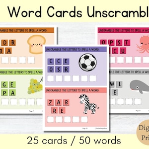 Word Cards Printable Game for Preschool, Alphabet Picture Cards for ...