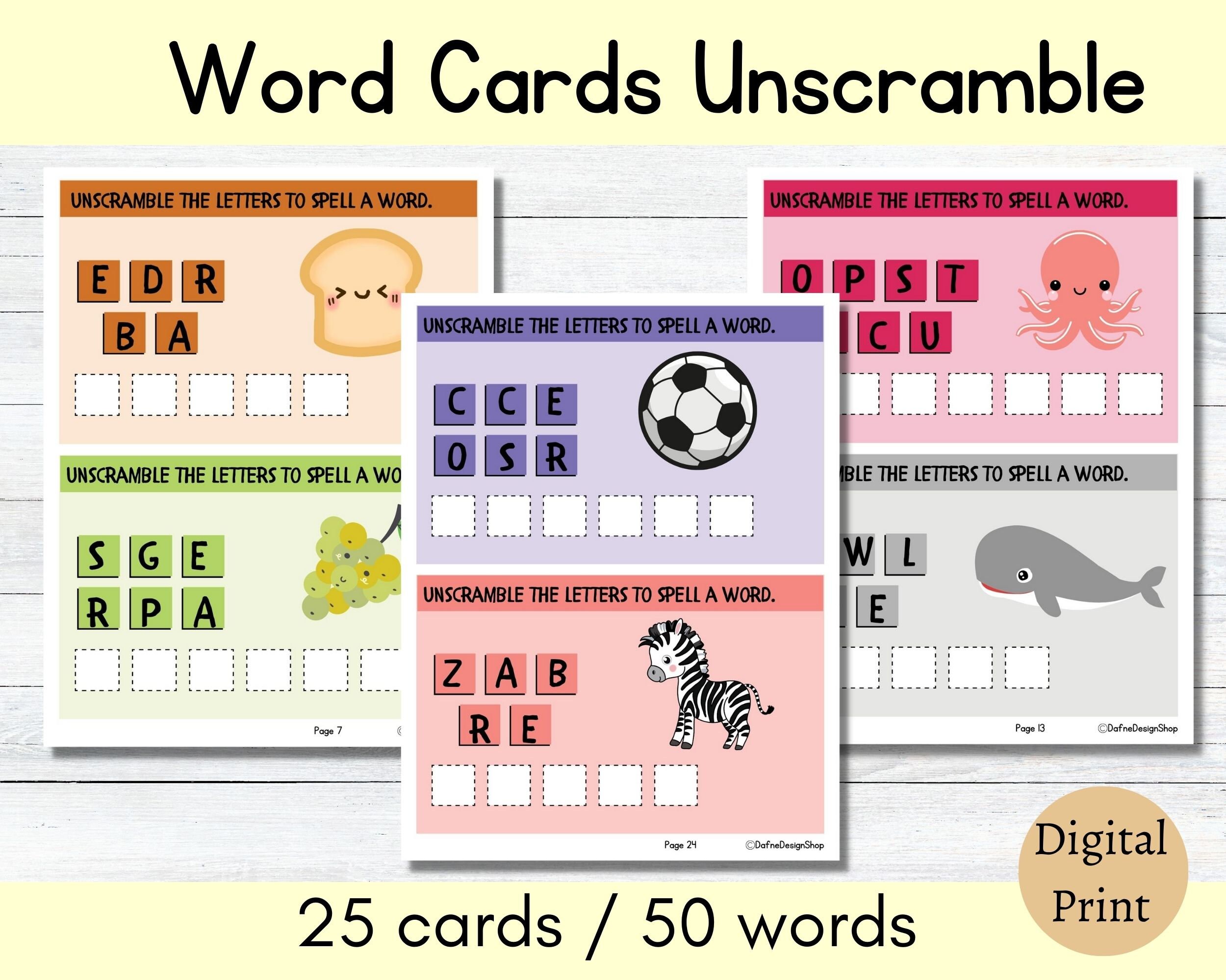 Word Cards Printable Game for Preschool, Alphabet Picture Cards for ...