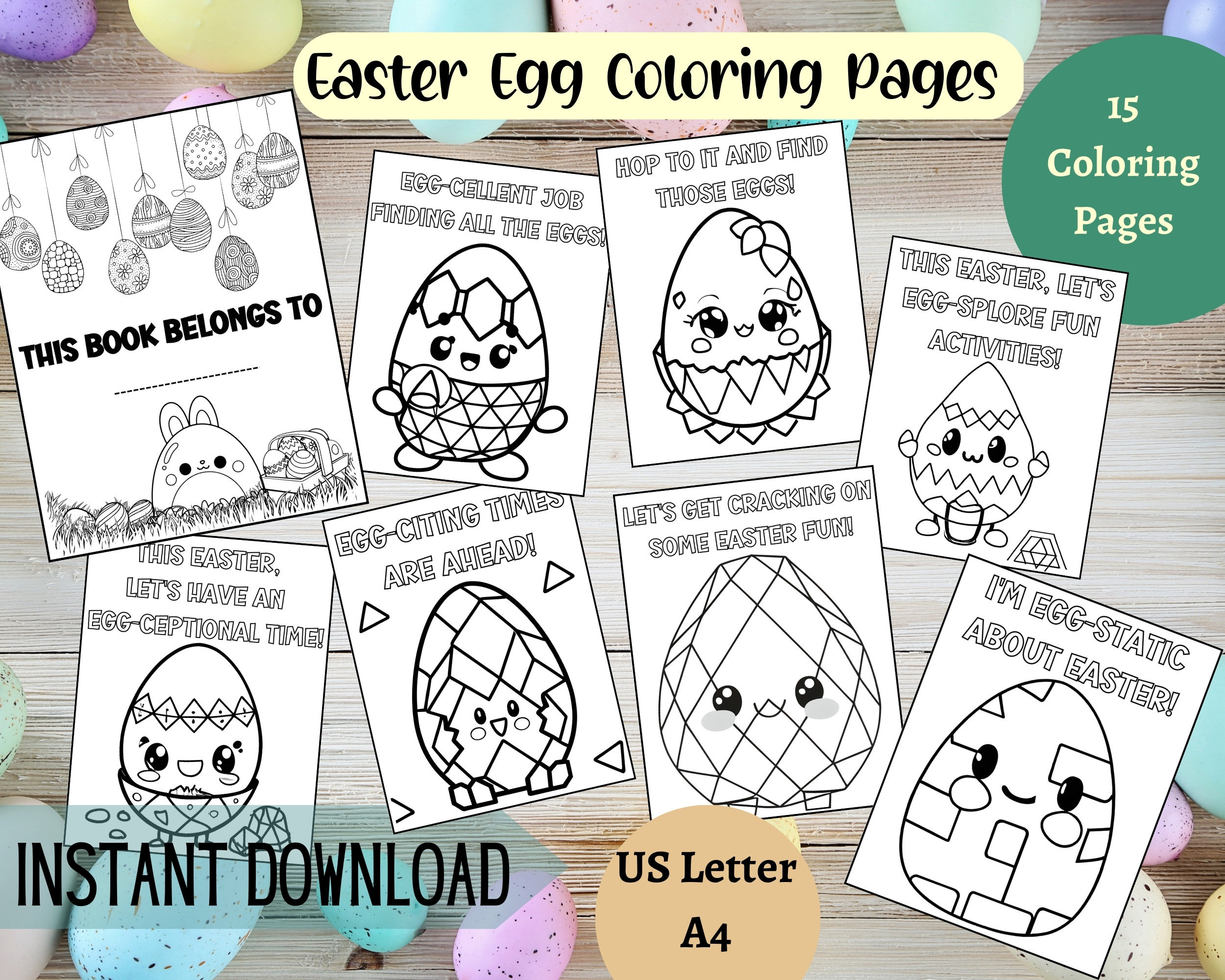 Easter Egg Coloring Pages for Kids, Easter Coloring Sheets, Easter Egg ...
