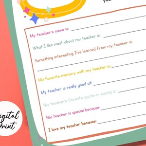 Teacher Appreciation Week Printable, All About My Teacher Survey, My ...