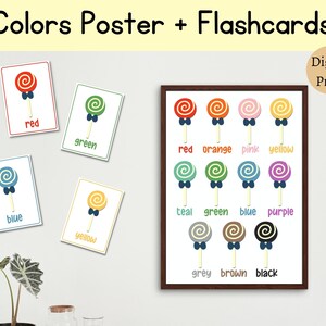 Kindergarten Colors Poster Printable, Toddler Flashcards Printable ...