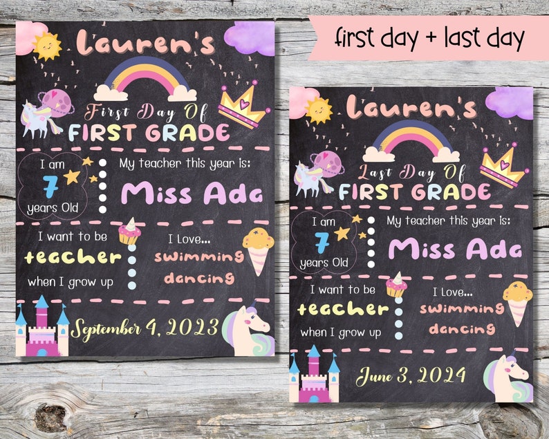 First Day of School Sign Printable, Editable First Day Template, Last ...
