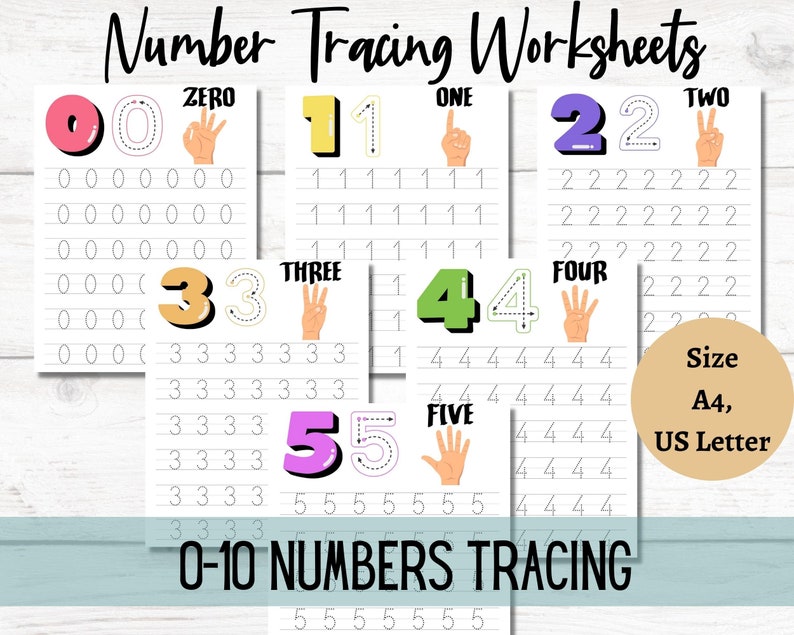 Number Tracing Worksheets Preschool Handwriting Worksheets - Etsy