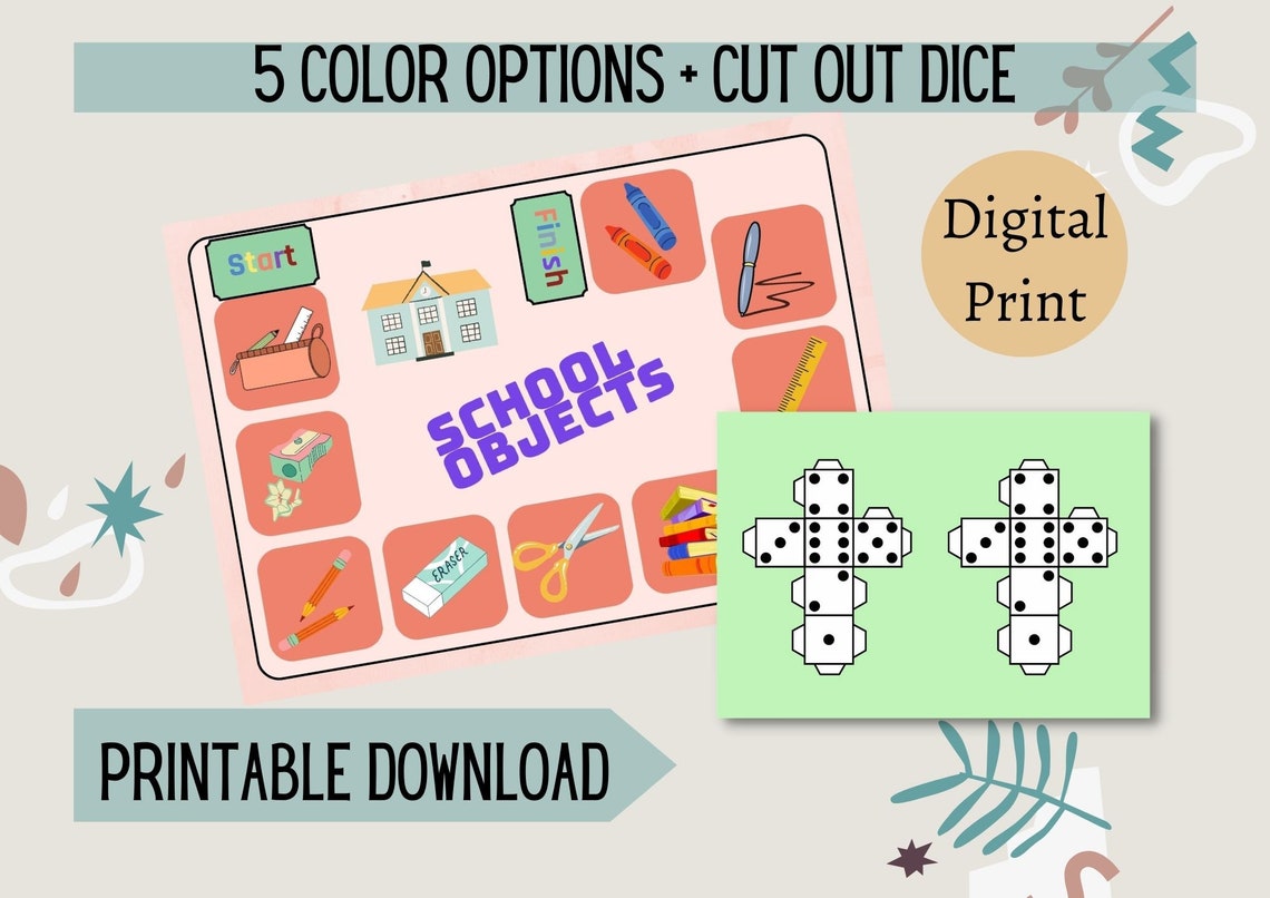 School Board Game Printables, Educational School Board Game, Digital ...