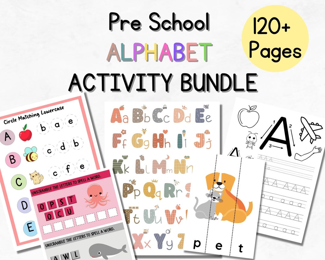 Preschool Alphabet Worksheets Bundle, Printable Alphabet Letter Sounds ...