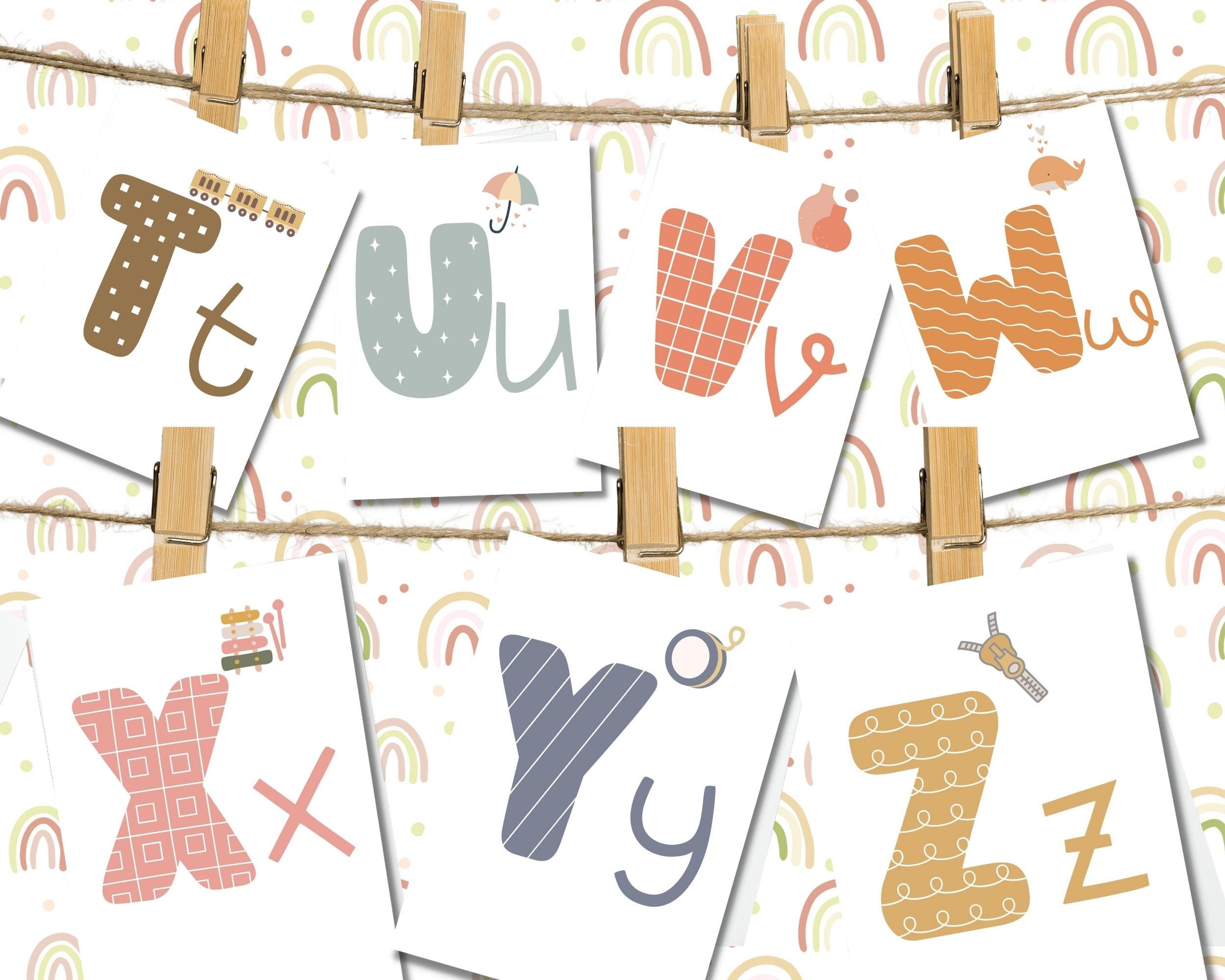 Alphabet Poster Printable Kids Room Decor, Alphabet Flashcards A-Z ...
