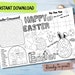 Easter Coloring Placemat for Kids, Easter Coloring Page Craft Activity ...