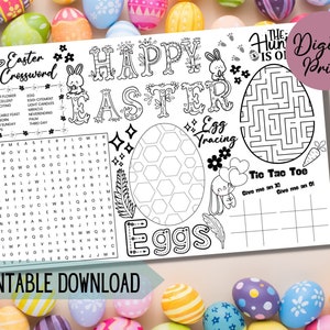 Easter Coloring Placemat for Kids, Easter Coloring Page Activity ...