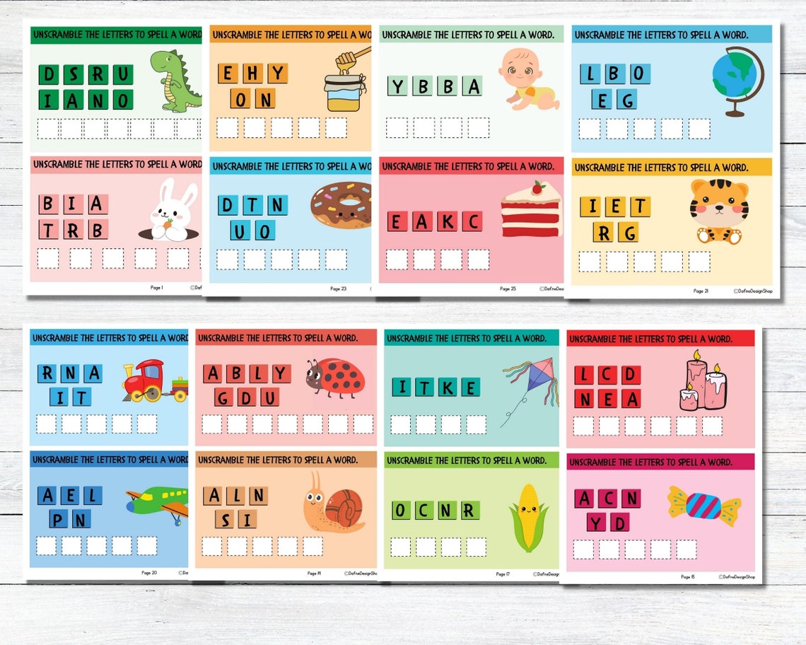 Word Cards Printable Game for Preschool, Alphabet Picture Cards for ...