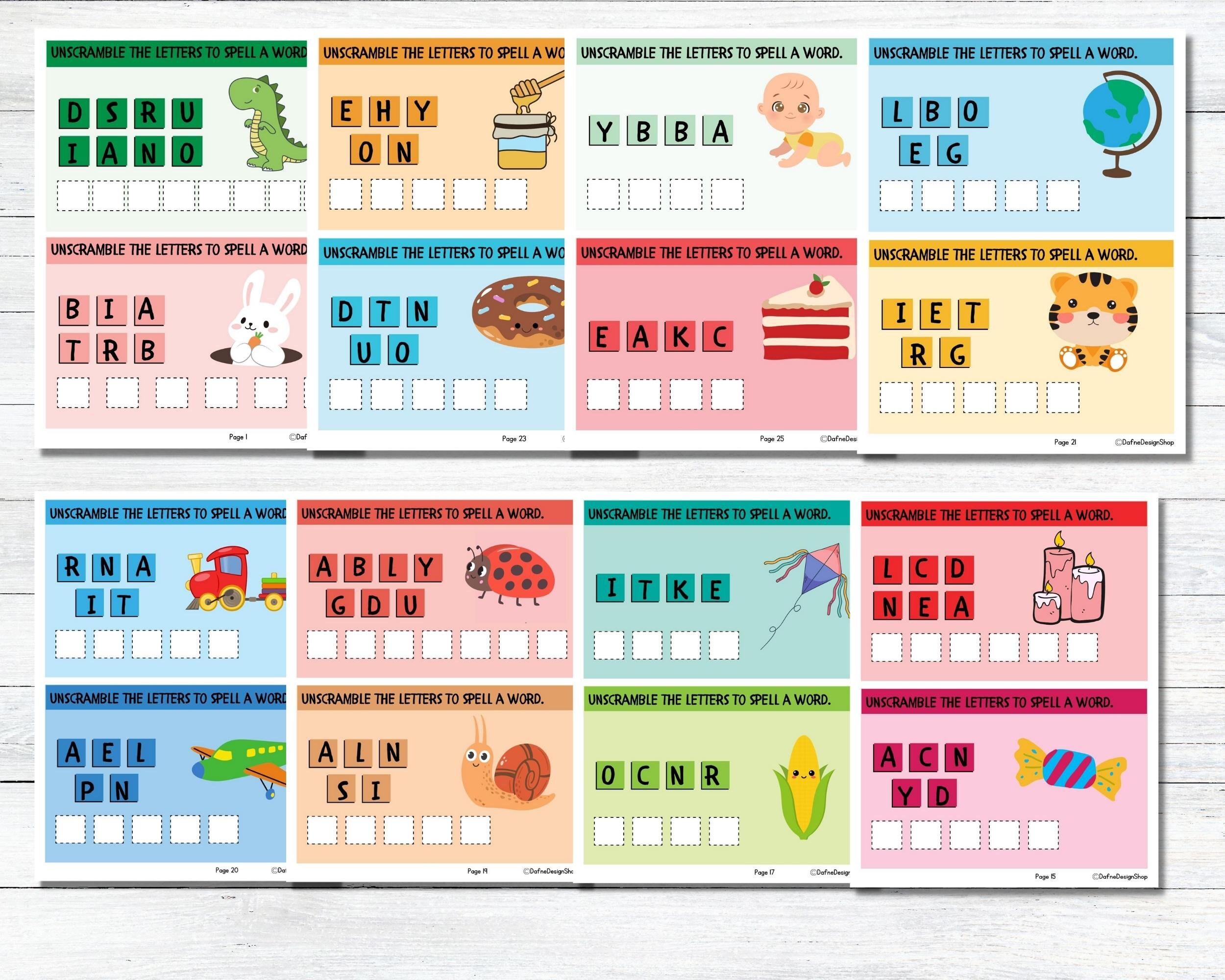 Word Cards Printable Game for Preschool, Alphabet Picture Cards for ...