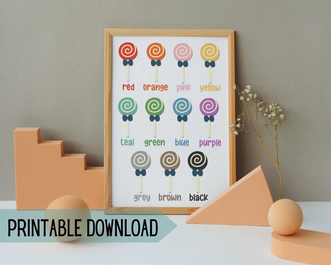 Kindergarten Colors Poster Printable, Toddler Flashcards Printable ...