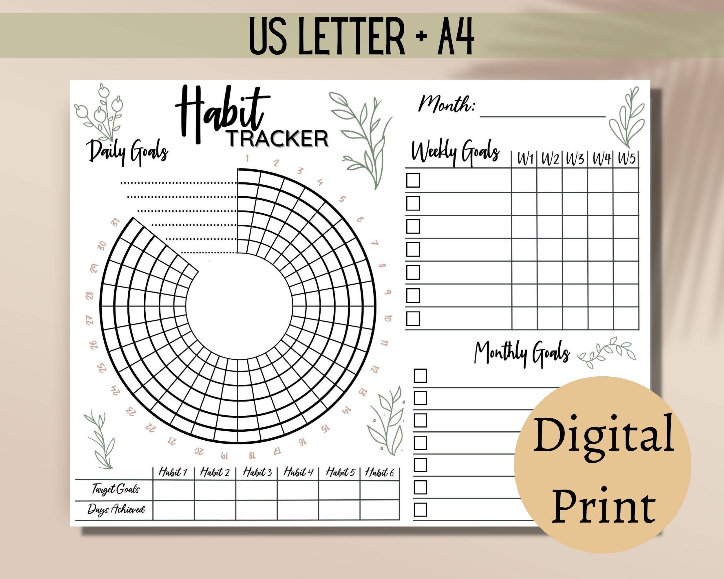 Monthly Habit Tracker Printable, Circle Daily Habit Tracker Printable ...