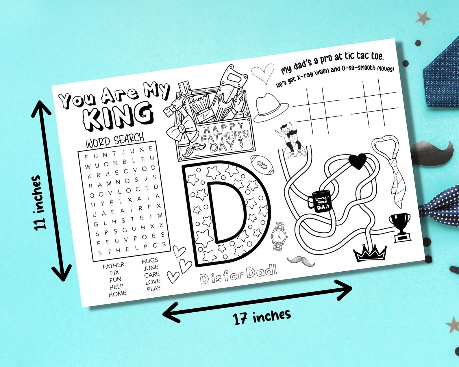 Fathers Day Activity Placemat Printable Coloring Page, Fathers Day ...