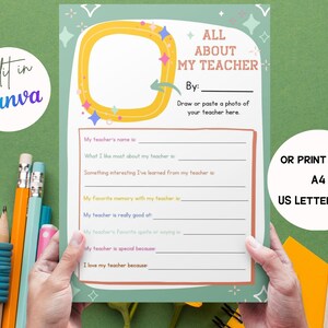 Teacher Appreciation Week Printable, All About My Teacher Survey, My ...