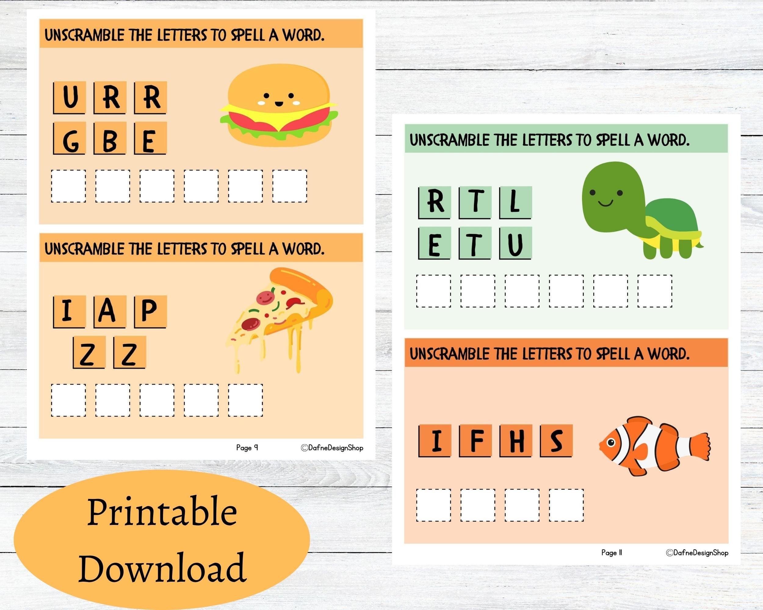 Word Cards Printable Game for Preschool, Alphabet Picture Cards for ...